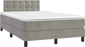 Box spring postel s matrací a LED světle šedá 120x200 cm samet 3134633