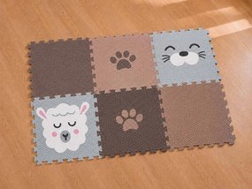 Pěnová podlaha puzzle 6 dílů HNĚDÉ TLAPKY