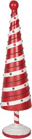 Bílo-červená kovová dekorace vánoční stromek Christmas Tree L - Ø 13*49 cm