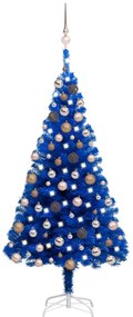 Umělý vánoční stromek s LED a sadou koulí modrý 180 cm PVC,  3077595 HangarStore.cz