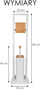 Erga Barca, držák na toaletní papír a toaletní kartáč 20x20x80 cm, bílý matně-přírodní hnědý, ERG-YKA-PD.BARCA-WHT