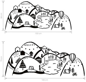 Dětská nástěnná samolepka HORY černobílá Zvolte rozměr: S (150 x 66 cm)
