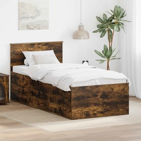 Daybed s čelo Uzený dub a černá 75 x 190 cm Kompozitní dřevo 3408540