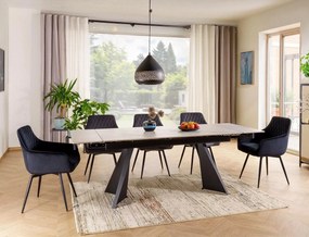 Jídelní rozkládací stůl Laconi 160/220 cm keramika bílý mramor/černý