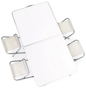 Turistický rozkládací stůl WILCO se sadou židlí bílý