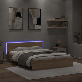 vidaXL Rám postele s čelem a LED osvětlením 160 x 200 cm [3207596] Barva: dub sonoma
