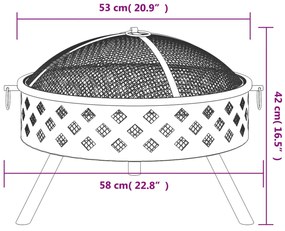 Ohniště s pohrabáčem 58 cm XXL ocel - Default Title