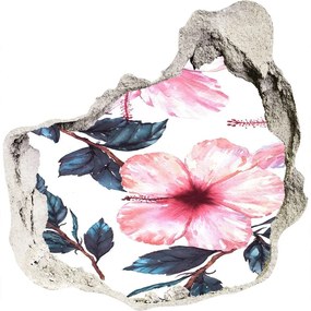Wallmuralia Nálepka 3D díra na zeď Květy ibišku 75x75 cm