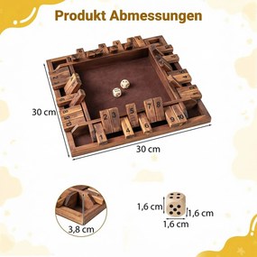 Costway Hra Shut The Box pro hráče 2-4 kostky hra s kostkami 2 a robustní hra