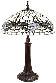 Stolní lampa Tiffany WHITE DRAGONFLY Clayre &amp; Eef 5LL-9337W