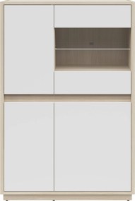 XXXLutz VITRÍNA, bílá, barvy dubu, 95/141,5/42 cm Hom`in - Kredence a vitríny - 002427023701
