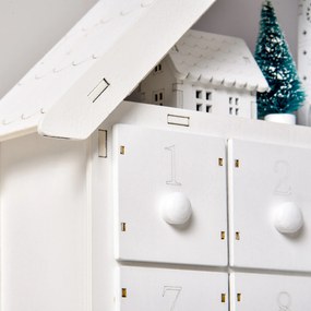 Adventní kalendář HOMCOM k naplnění 24 zásuvek a LED světel, designová vánoční dekorace 2 v 1 v bílé barvě 39 x 9 x 42 cm | Aosom.de