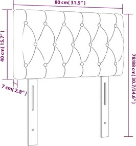 Čelo postele s LED tmavě modré 80 x 7 x 78/88 cm samet 3121982