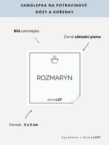 Samolepka na kořenky ROZMARÝN bílá 5 × 5 cm základní písmo