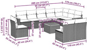 11dílná zahradní sedací souprava s poduškami černá polyratan 3258479