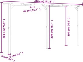 vidaXL Zahradní pergola 410 x 40 x 203 cm dřevo [41664]