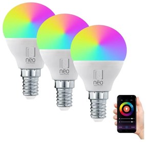 IMMAX NEO LITE SMART sada 3x žárovka LED E14 6W RGB+CCT barevná a bílá, stmívatelná, Wi-Fi, P45, TUYA