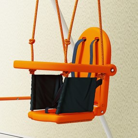 Dětská houpačka Outsunny venkovní zahradní houpačka z oceli s opěrkou zad a bezpečnostním pásem, nosnost 25 kg oranžová