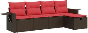 5dílná zahradní sedací souprava s poduškami hnědá polyratan 3325470