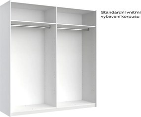 Skříň s posuvnými dveřmi 2.0x2.1m (Dveře Lesklá Bílá/Zrcadlo), série N Family