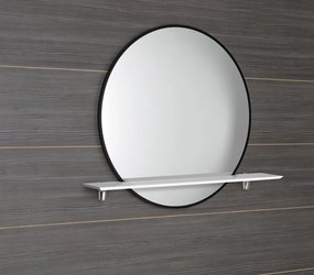 Sapho Sapho, SHARON LED podsvícené zrcadlo Ø 80cm s policí, černá mat, 31255CI-01