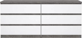 Komoda Simplicity 154 x 50 x 70 cm, šedá / bílý lesk