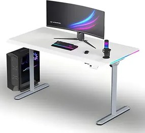 ULTRADESK QUEST šedá-bílá / Herní stůl / 140 × 70 cm / elektricky nast