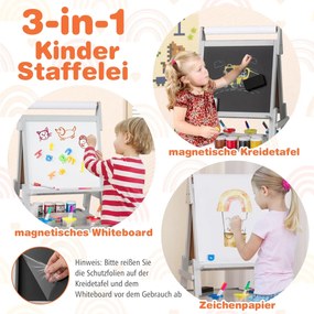 Costway Dětská tabule 3 v 1 s papírovou rolí a amp; magnetická tabule a amp