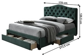 Manželská postel 160 cm Kelpea (s roštem) (smaragdová). 1021285