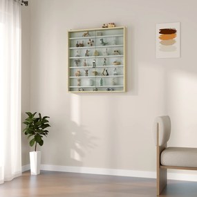 HOMCOM vitrína pro sbírky Nástěnná vitrína 80 x 9,5 x 83 cm 6 výškově nastavitelných polic 2 posuvné skleněné dveře