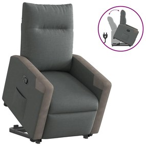 Zvedací polohovací křeslo tmavě šedé textil 3324091