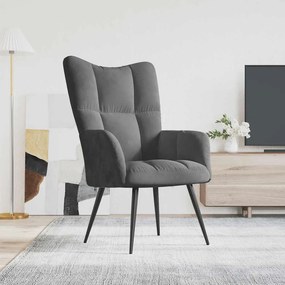 Relaxační křeslo tmavě šedé samet 328074