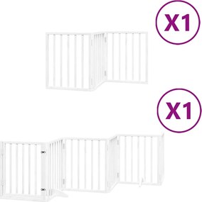 Zábrana pro psy s dvířky skládací 9 panelů bílá 450 cm topol 3155535