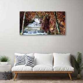 Obraz na plátně Vodopád Les Příroda 125x50 cm