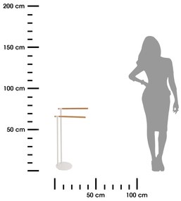 Stojan na ručníky White Bamboo, bílá/s dřevěnými prvky, O