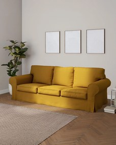 Potah na pohovku IKEA Ektorp 3-místná rozkládací, NOVÝ MODEL 2013 barva žlutá látka pletený vzor