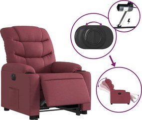Elektrické zvedací polohovací křeslo vínové textil 3206666