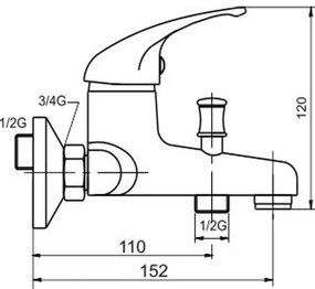 Novaservis Metalia 55 Baterie vanová, chrom 55020/1,0