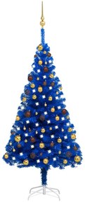 Umělý vánoční stromek s LED a sadou koulí modrý 150 cm PVC,  3077508 HangarStore.cz
