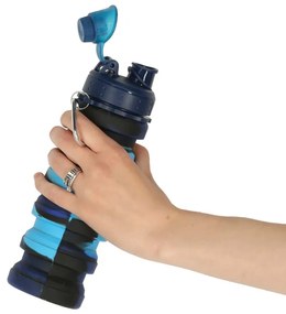 Creative Corner Láhev na vodu silikonová skládací láhev s rukojetí sportovní 500ml modrá