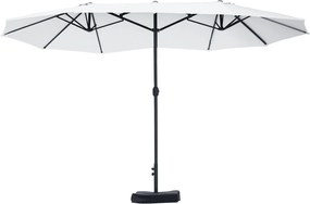 Outsunny Dvoubarevný Obdélníkový Slunečník 4,6m x 2,7m x 2,4m s kličkou, vč. základny a pískových pytlů, ideální na balkon a k bazénu, béžový | Aosom