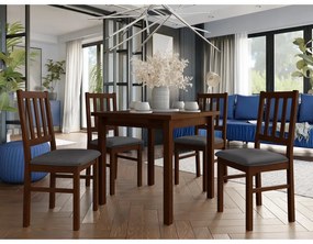 Rozkládací jídelní stůl se 4 židlemi AL08, Barva dřeva: ořech-L, Potah: Zetta 297