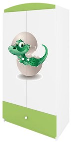 Dětská skříň Babydreams 90 cm dinosaurus zelená