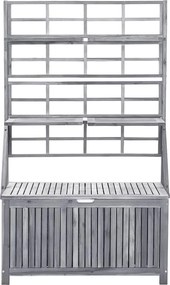 Úložný box s treláží šedý 99x55x160 cm masivní akáciové dřevo 311882