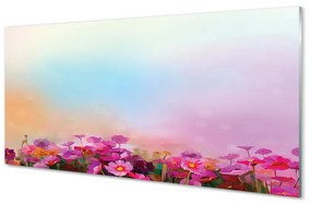 Skleněný panel květiny nebe 140x70 cm
