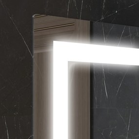 kleankin LED koupelnové zrcadlo, stmívatelné, proti páře, dotykový vypínač, polička, 50 x 70 cm, Stříbrná