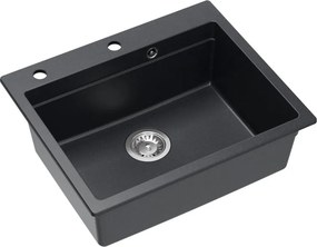 Černý kuchyňský granitový dřez QUADRON Kurt 110 s příslušenstvím bez baterie