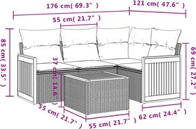 5dílná zahradní sedací souprava s poduškami béžová polyratan 3260021