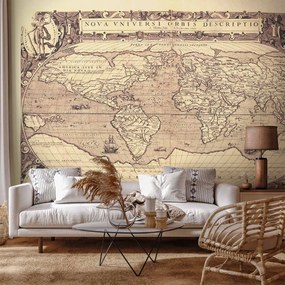 Fototapeta Retro mapa světa - obrys kontinentů s nápisy v latině