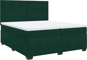 Box spring postel s matrací tmavě zelená 200x200 cm samet 3290999